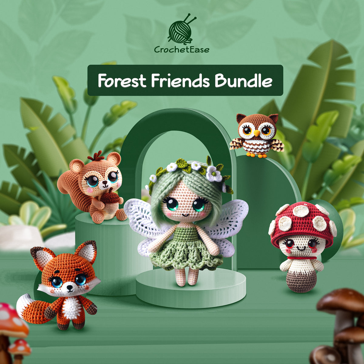5 in 1 : Forest Friends – Crochet Pattern – Crochetease