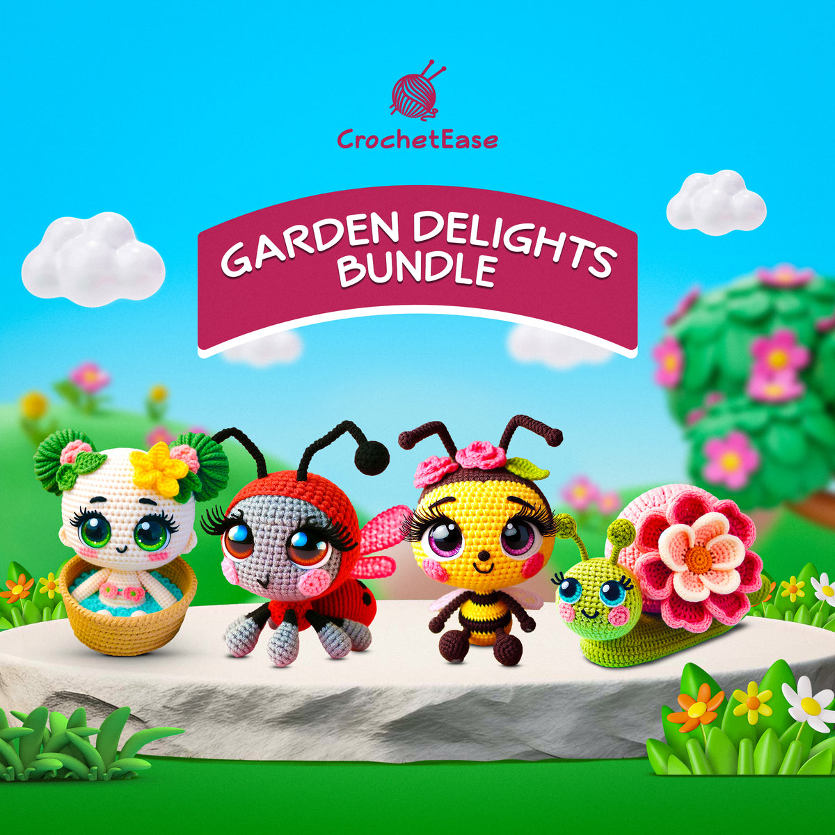 4 in 1: Garden Delights Bundle – Crochet Pattern – Crochetease
