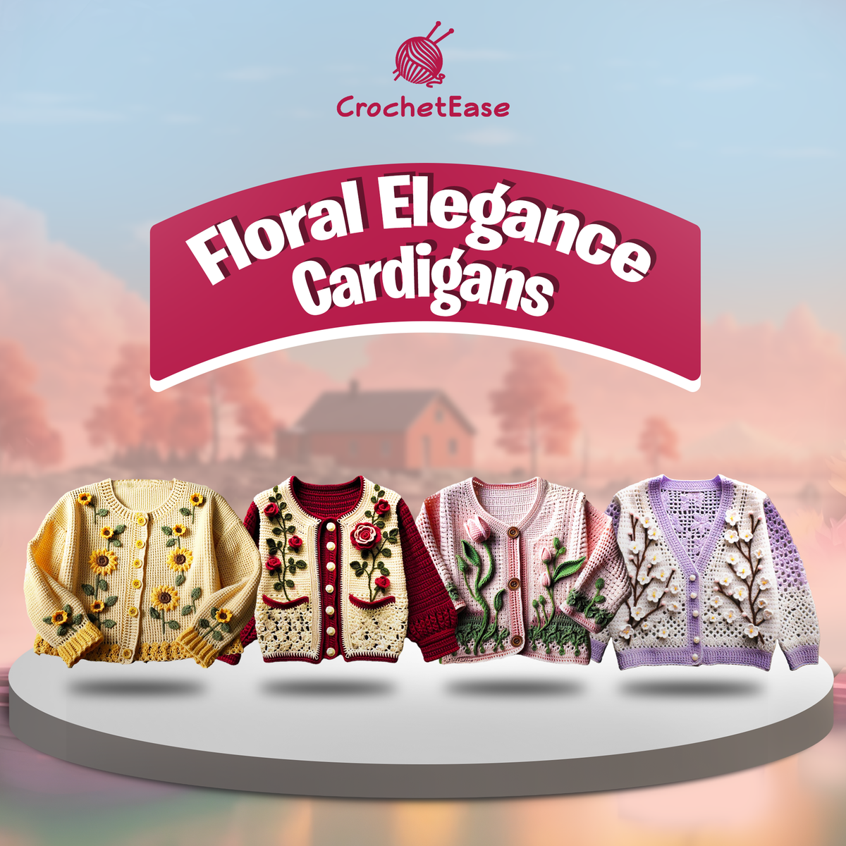 4 in 1 ALL SIZES Floral Elegance Cardigans – Crochet Pattern – Crochetease