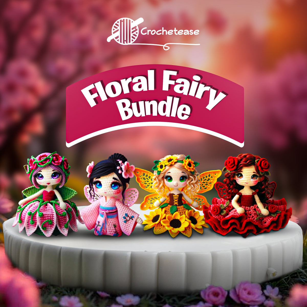 4 in 1 Floral Fairy Bundle – Crochet Pattern – Crochetease